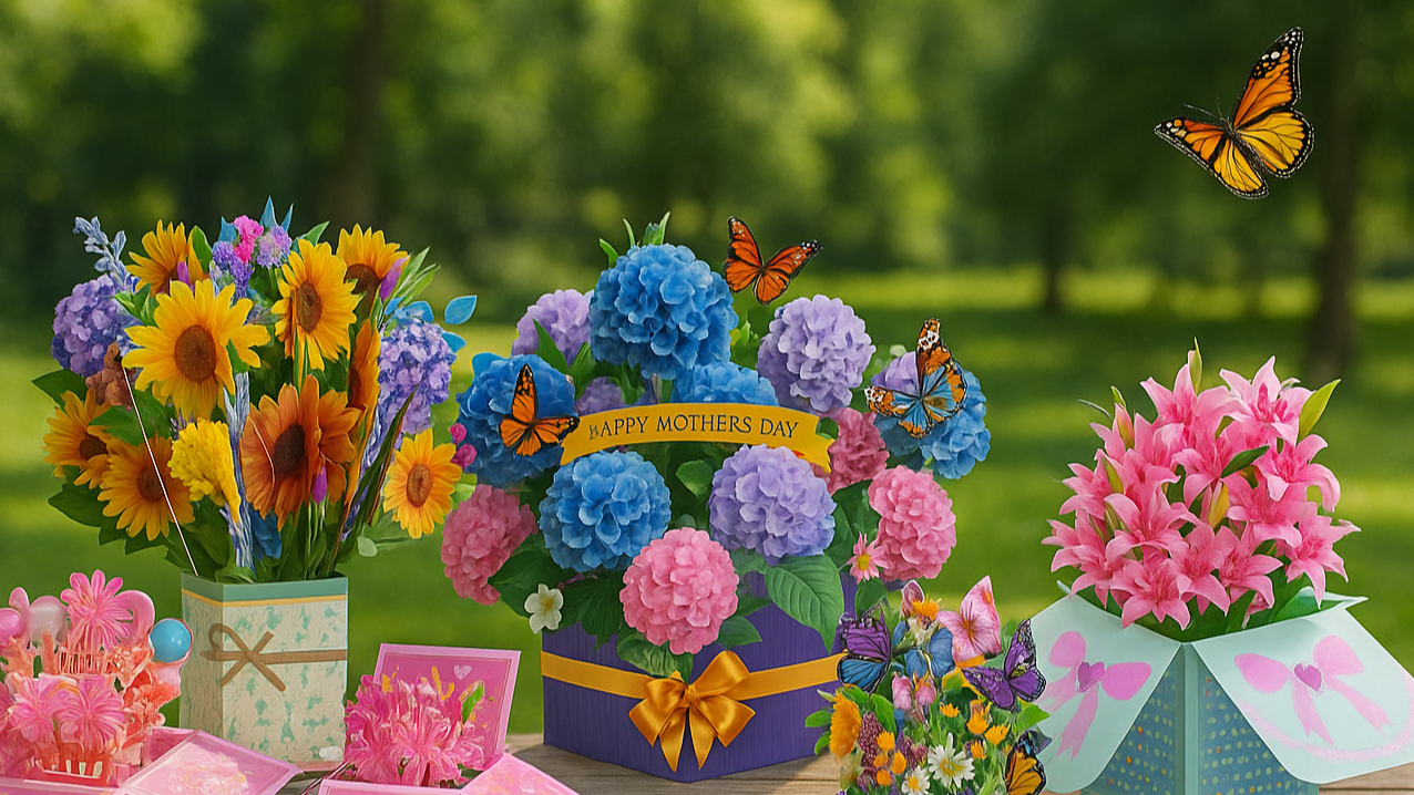 FlutterBloom Pop-Up Bouquet Cards – Flutter Flyers